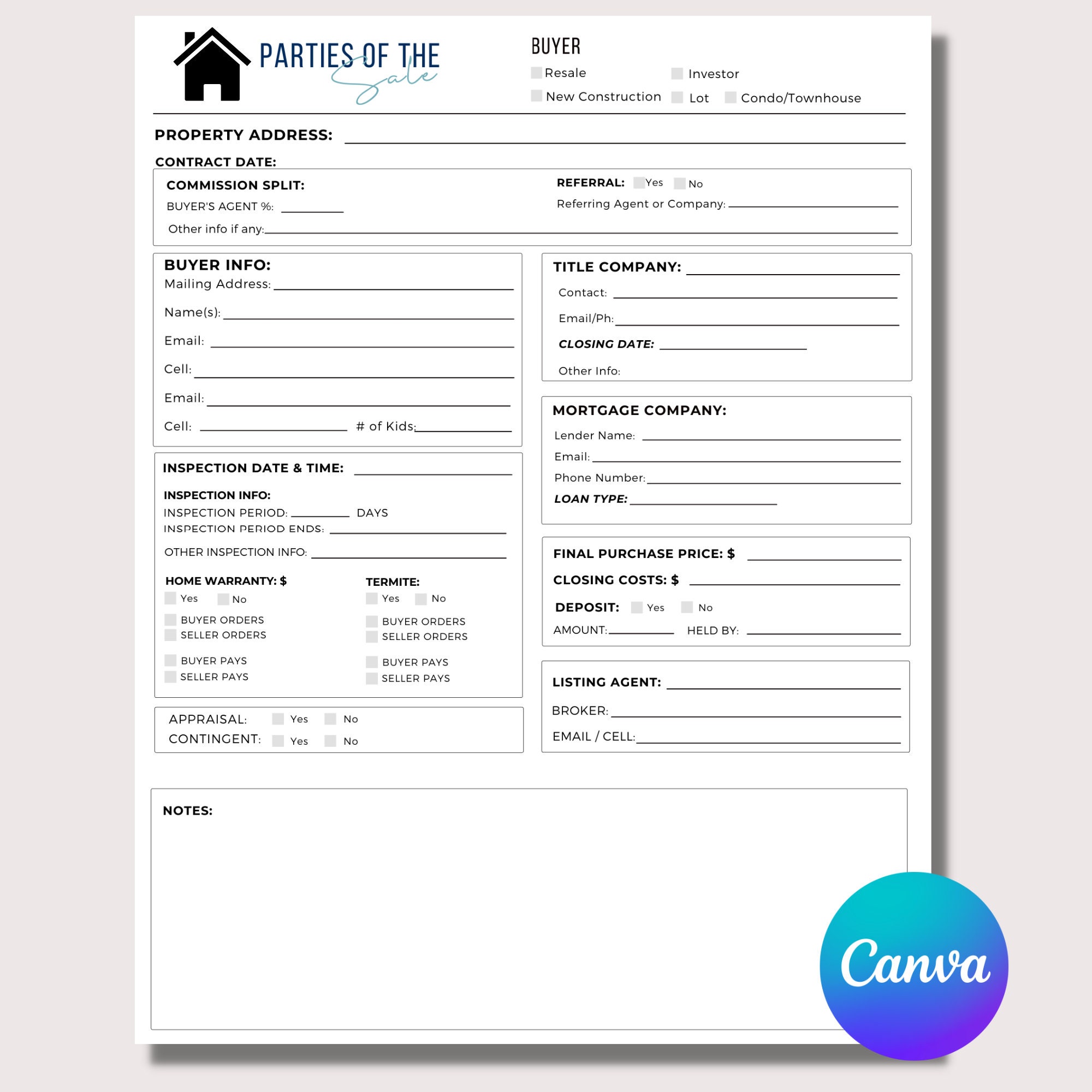 Real Estate | Transaction Log | Buyer | Transaction Coordinator | CANVA ...