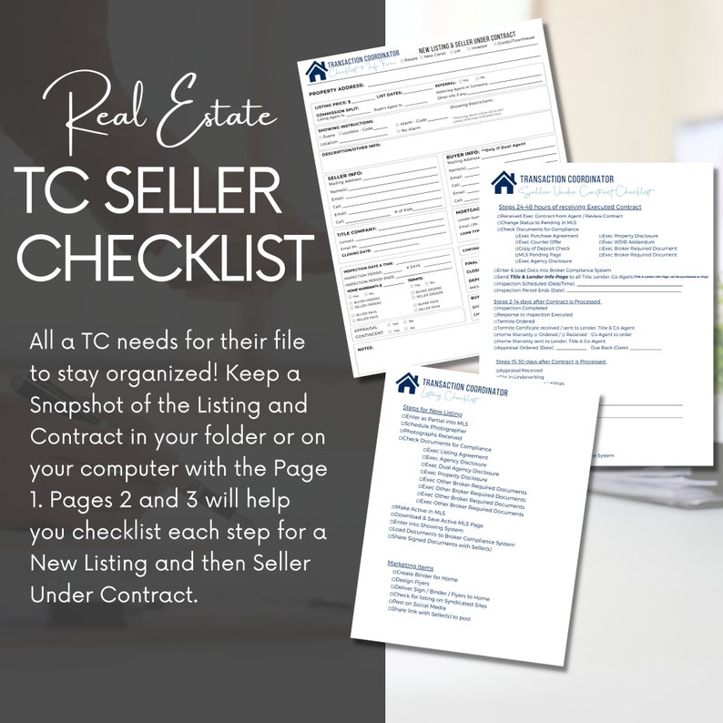Transaction Coordinator Checklist, Info Page, Listing, Seller Under ...