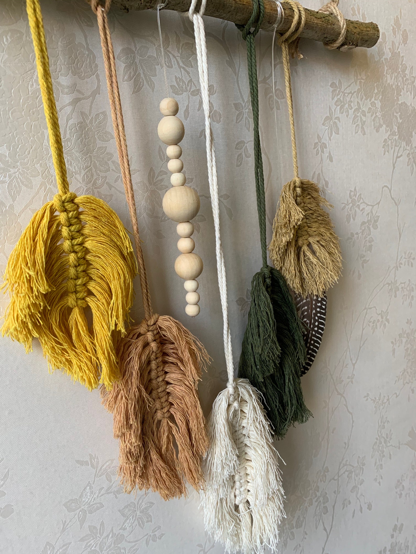 Macrame Leaf Wall Hanging With 5 Leaves. Made From Organic Macrame Cord ...