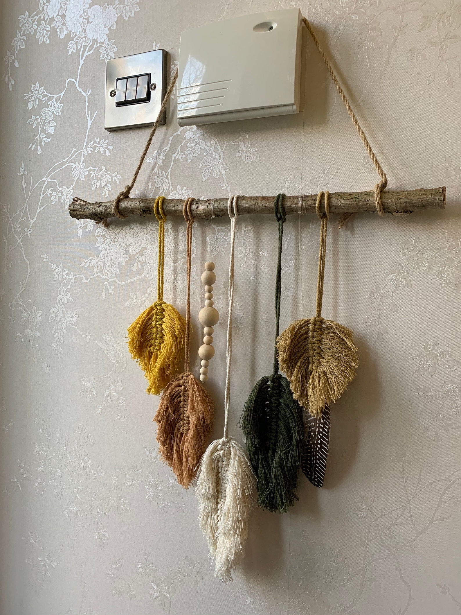 Macrame Leaf Wall Hanging With 5 Leaves. Made From Organic Macrame Cord ...