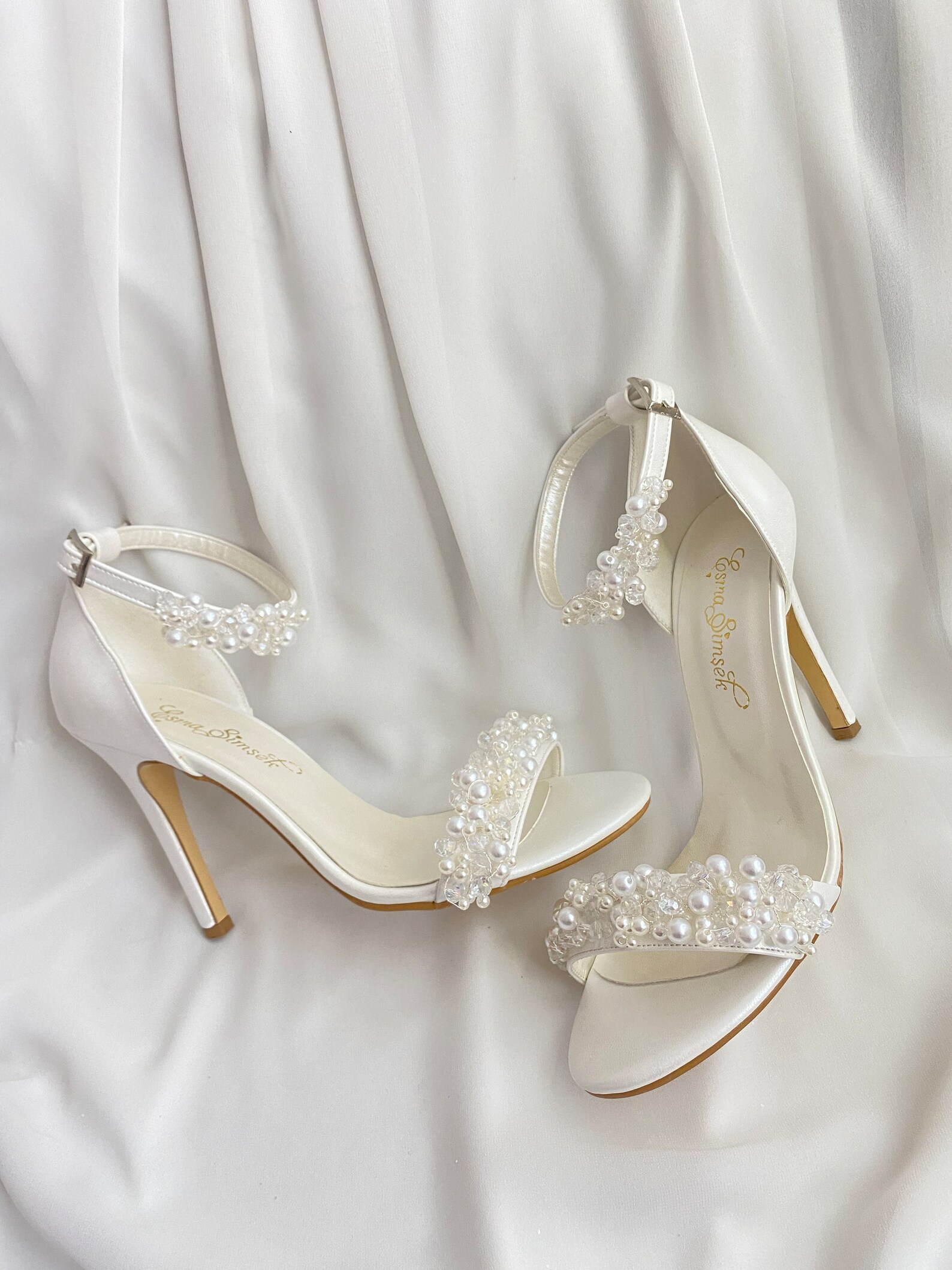 Design White Heel Wedding White Shoes White Bridal Shoes Womens Wedding ...