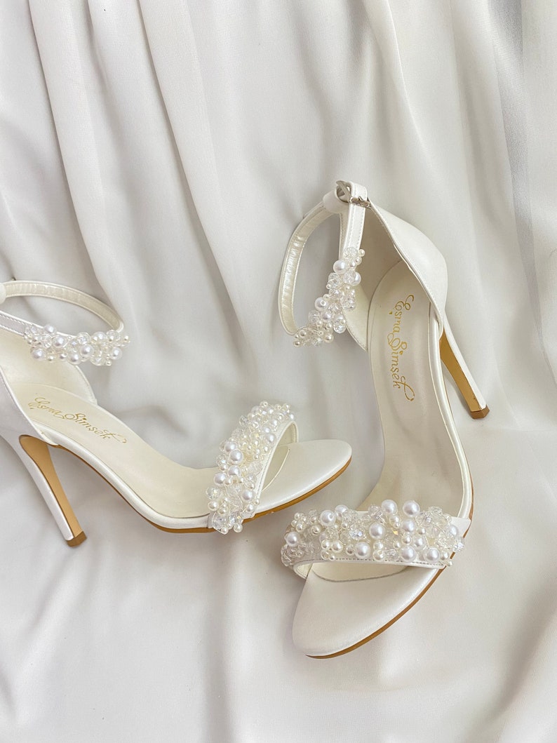 Design White Heel Wedding White Shoes White Bridal Shoes Womens Wedding ...