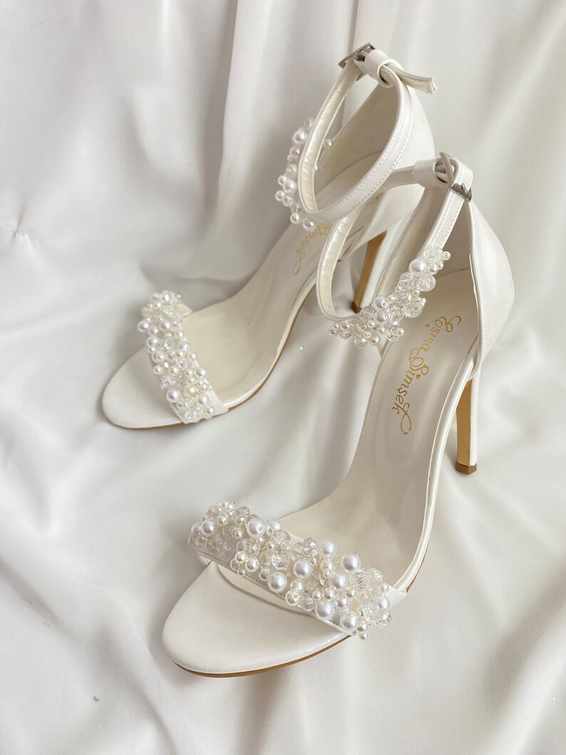 Design White Heel Wedding White Shoes White Bridal Shoes Womens Wedding ...
