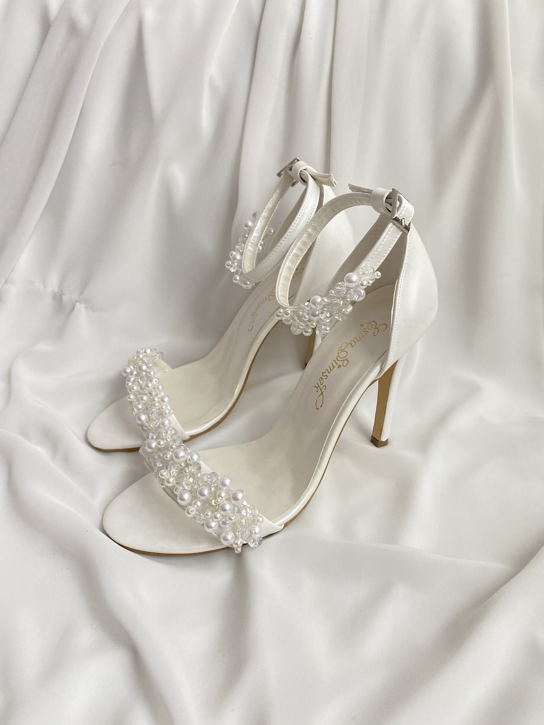 Design White Heel Wedding White Shoes White Bridal Shoes Womens Wedding ...