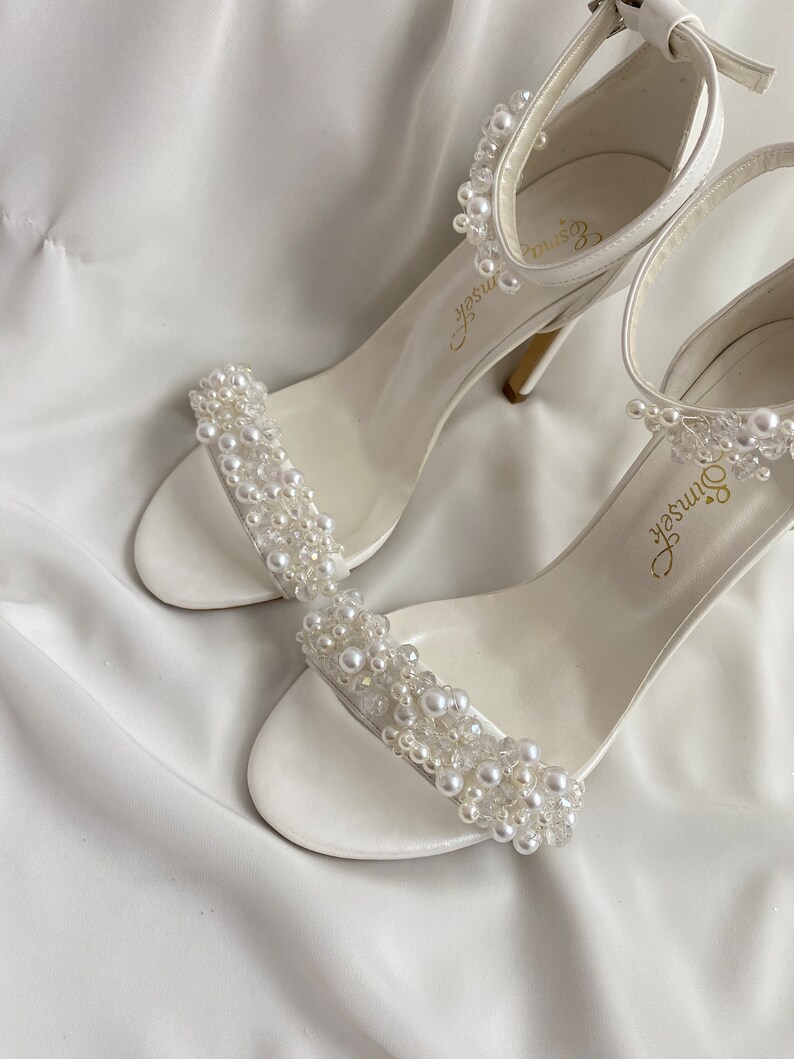 Design White Heel Wedding White Shoes White Bridal Shoes Womens Wedding ...