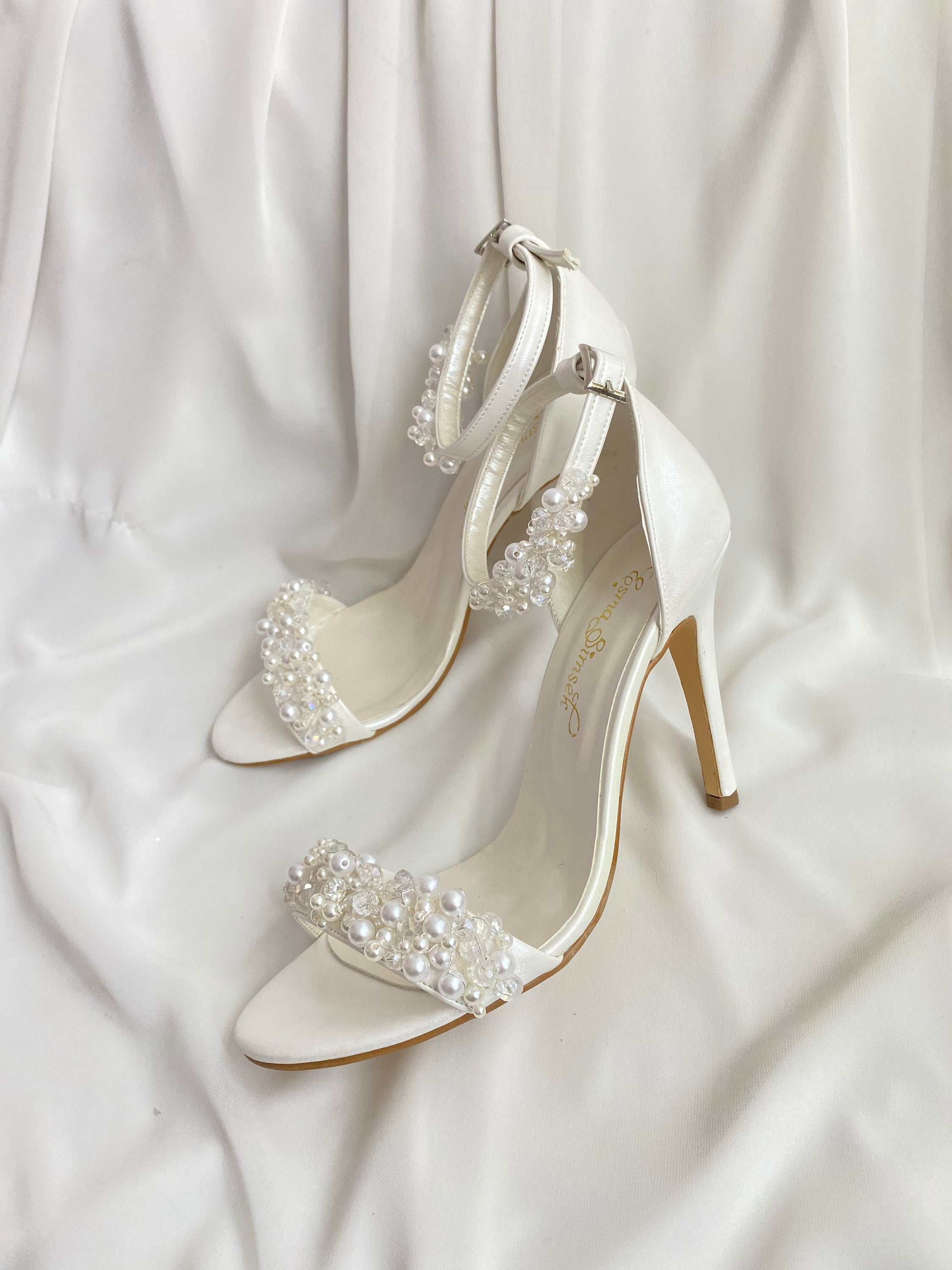 Design White Heel Wedding White Shoes White Bridal Shoes Womens Wedding ...