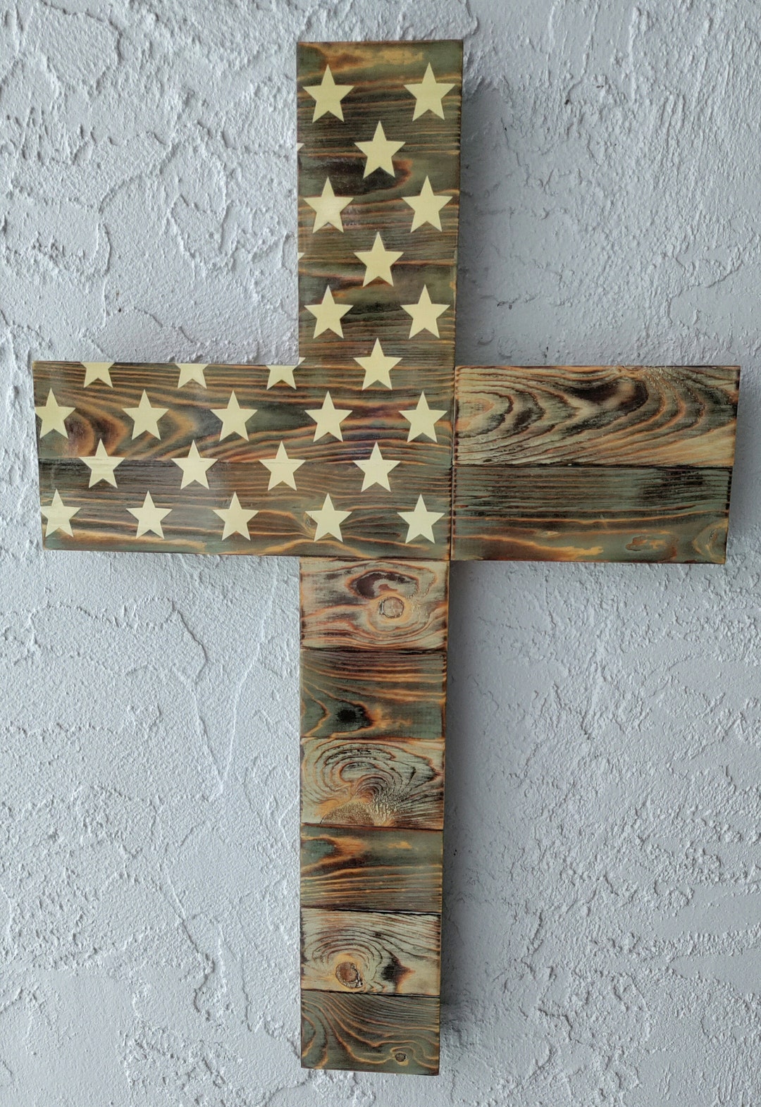 Gray American Flag Cross (27.5"x18" or 16"x11") | Christian Wood Cross ...