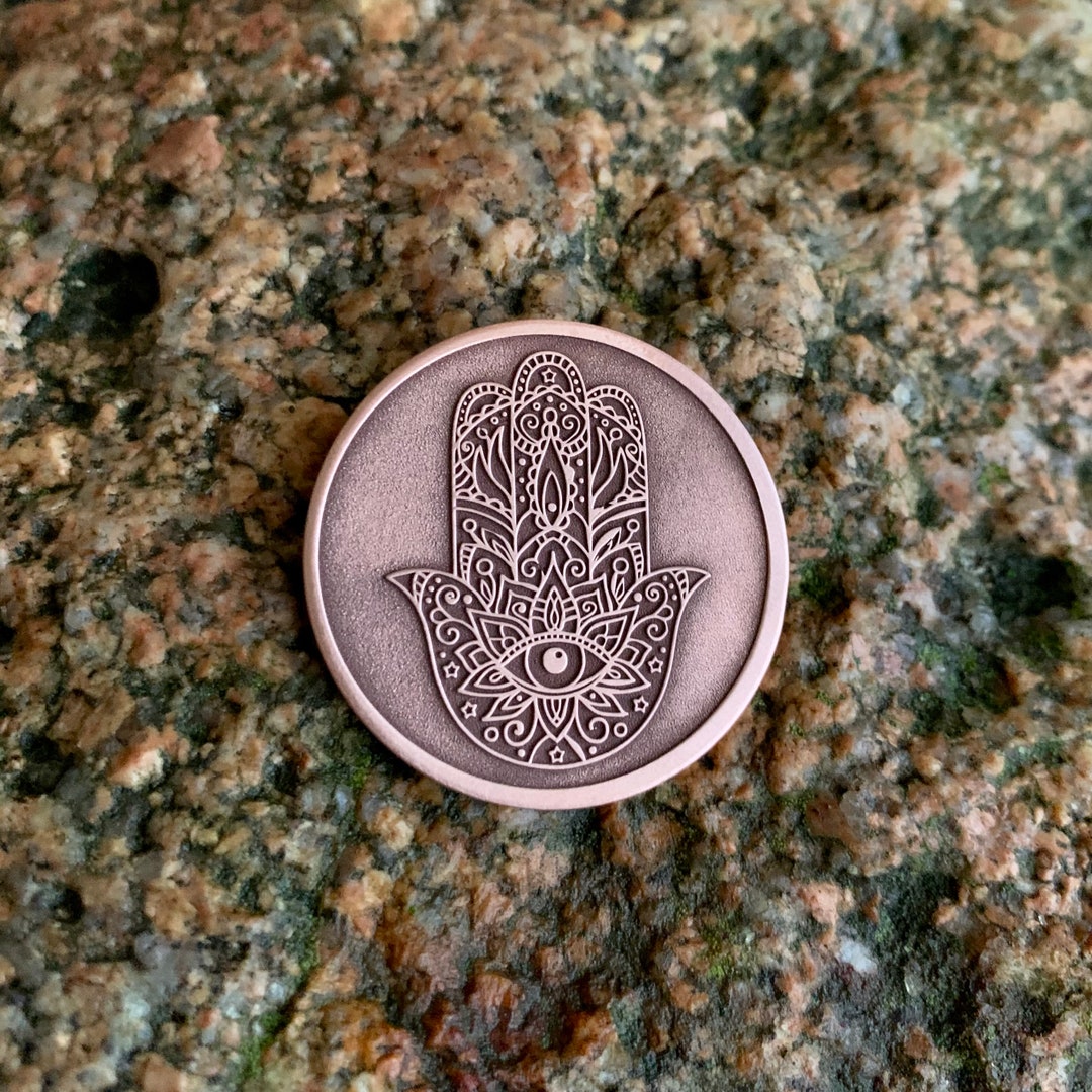 Hamsa Hand Coin, Pendant, Pin, Keychain 33mm, 1.25 Inch - Etsy