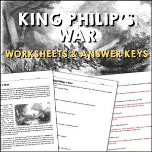 King Philip's War Reading Worksheets and Answer Keys, Passages ...