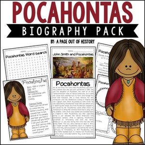 Pocahontas Biography Unit Pack 3-5 Homeschool Social Studies Printable ...