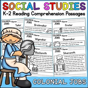 Colonial Jobs Reading Comprehension Passages | K-2 | Homeschool ...