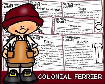 K-2 Reading Comprehension Pages, Colonial Farrier Passages & Question ...