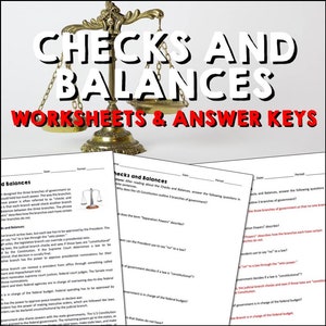 Checks and Balances US Government Reading Worksheets Answer Keys | 6-12 ...