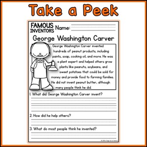 Famous Inventors Reading Comprehension With Questions | 1st 2nd Grade ...