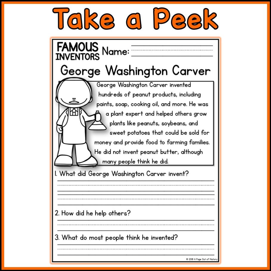 Famous Inventors Reading Comprehension With Questions | 1st 2nd Grade ...