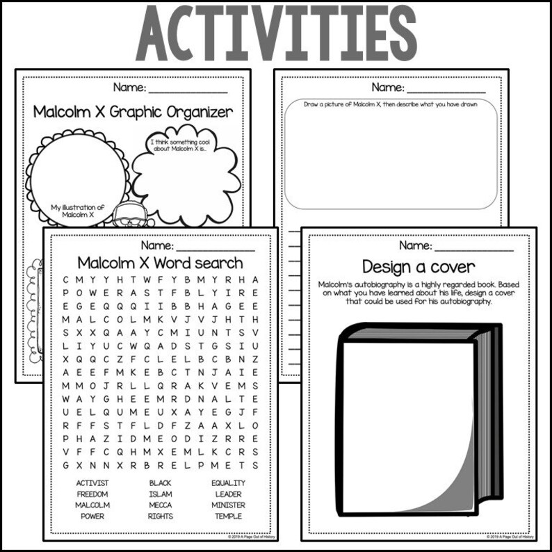 Malcolm X Biography Activities for 3rd 4th 5th Grade | No Prep ...