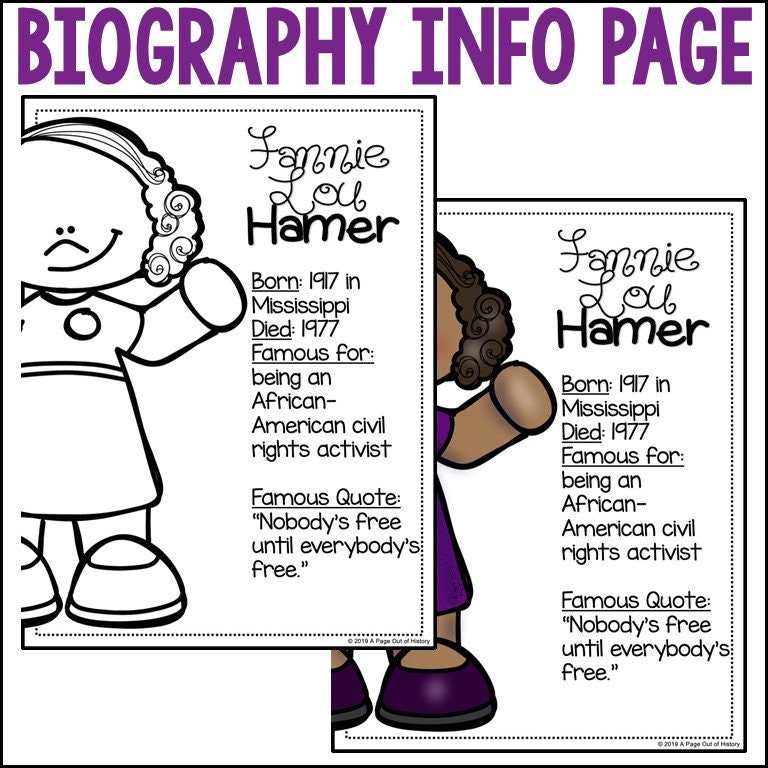 Fannie Lou Hamer Biography Reading Comprehension Worksheet, Black ...