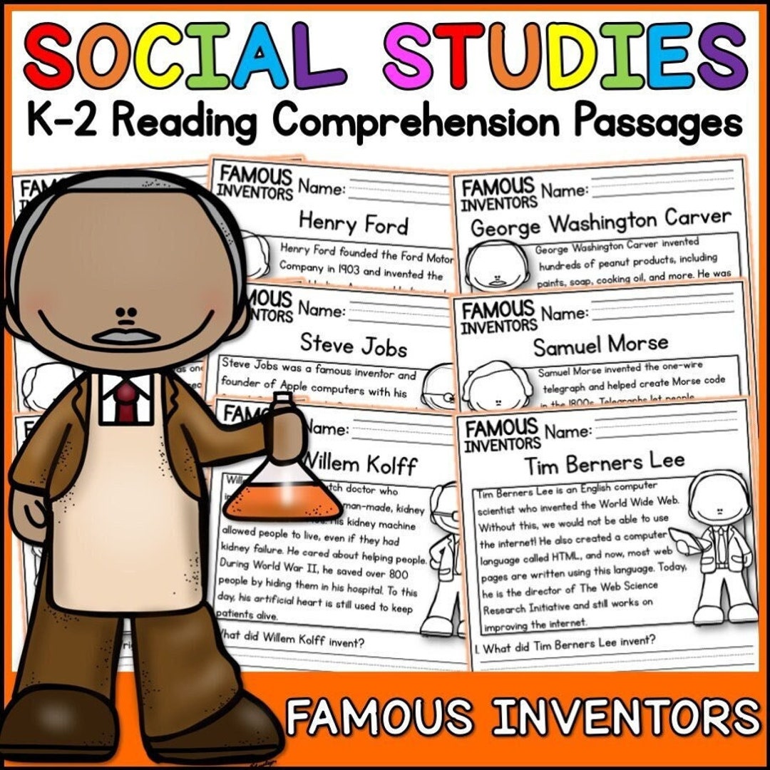 Famous Inventors Reading Comprehension Passages K-2 Homeschool Social ...