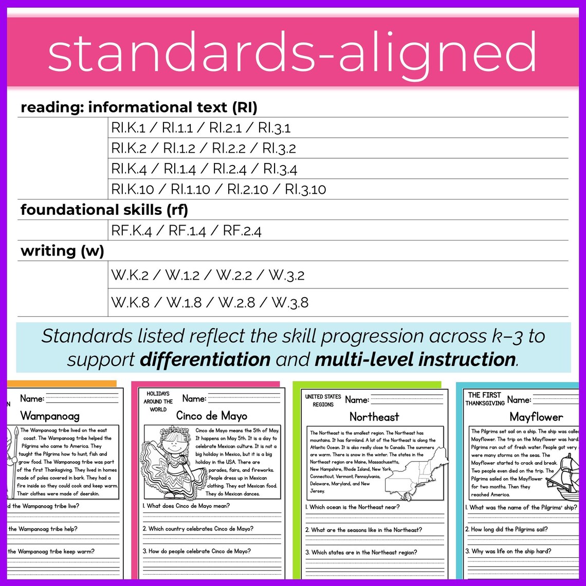 K2 Reading Comprehension Pages for First & Second Grade, Social Studies ...