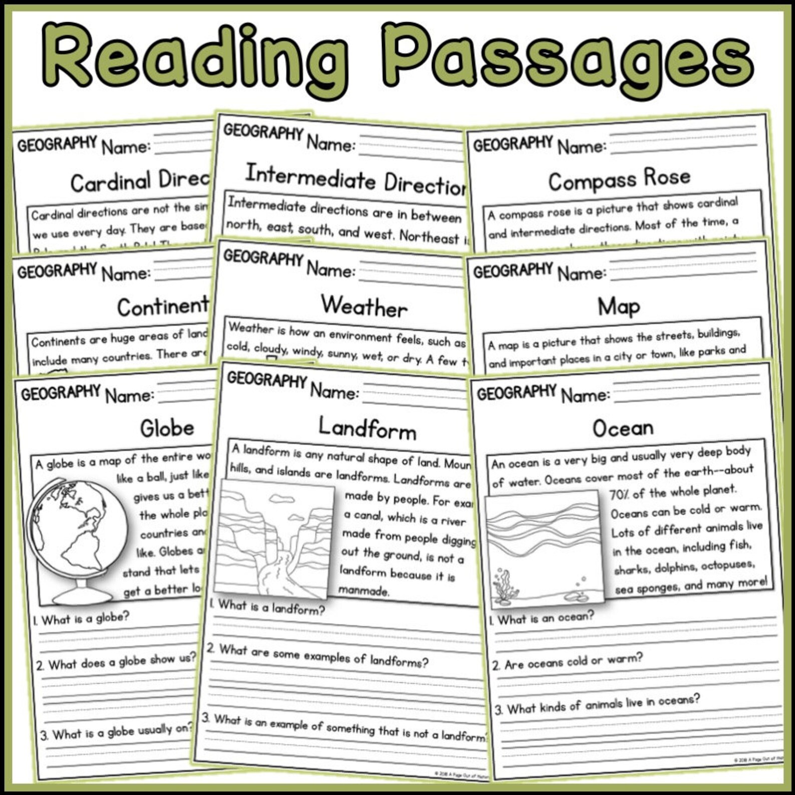 Geography Reading Comprehension Passages K-2 Homeschool - Etsy