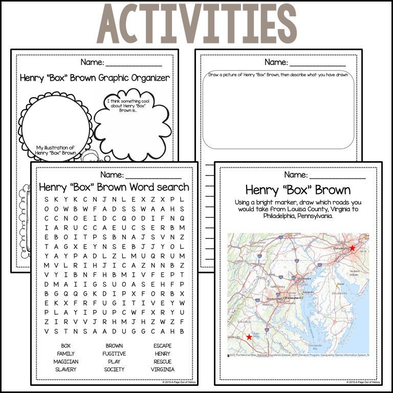 Henry Box Brown Biography Unit Pack | 3-5 | Homeschool | Social Studies ...