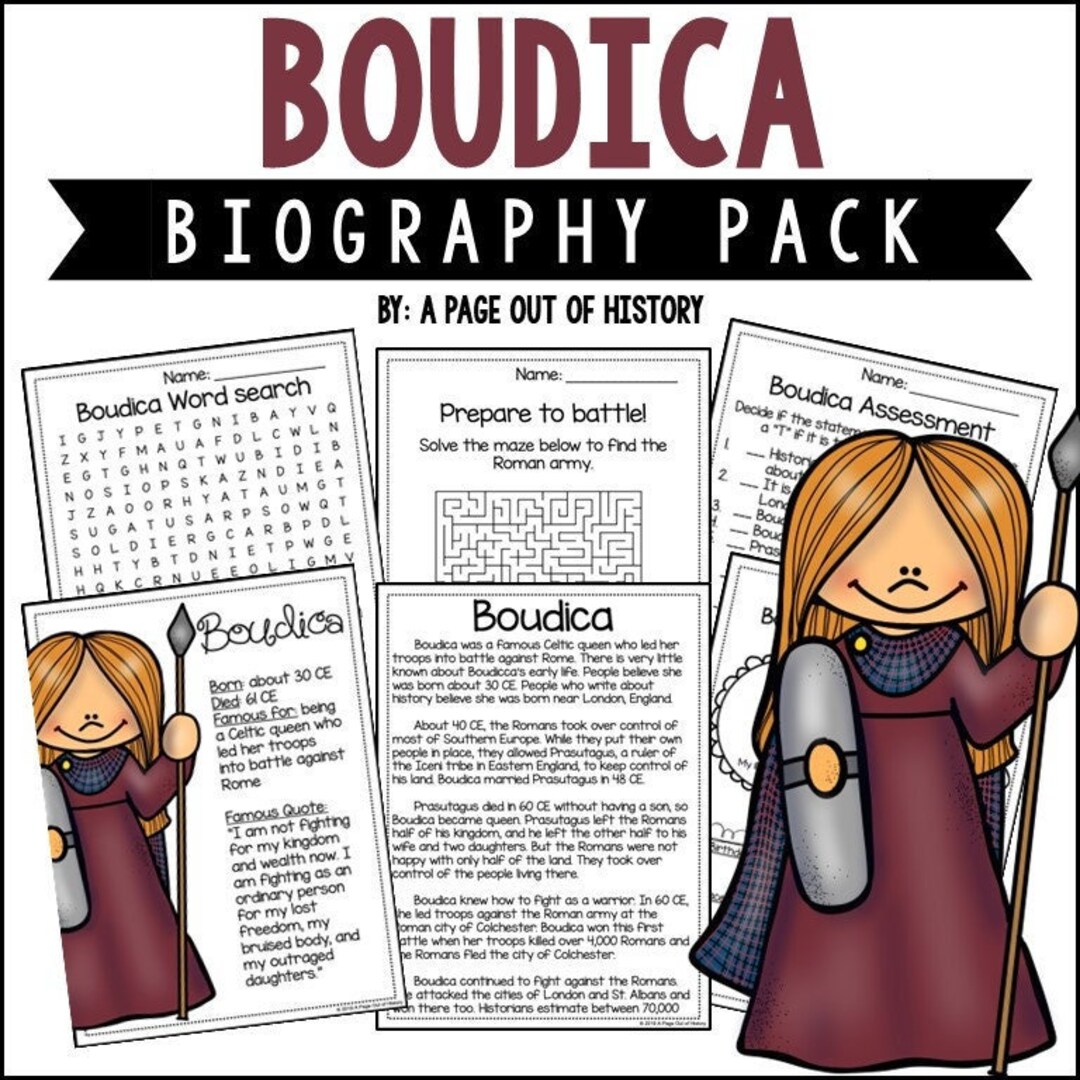 Boudica Biography Unit Pack | 3-5 | Homeschool | Social Studies ...