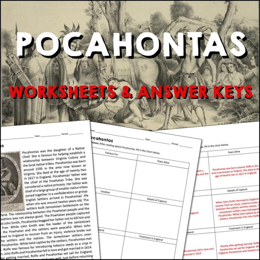 Pocahontas Reading Worksheets and Answer Keys | 6-12 | Homeschool ...