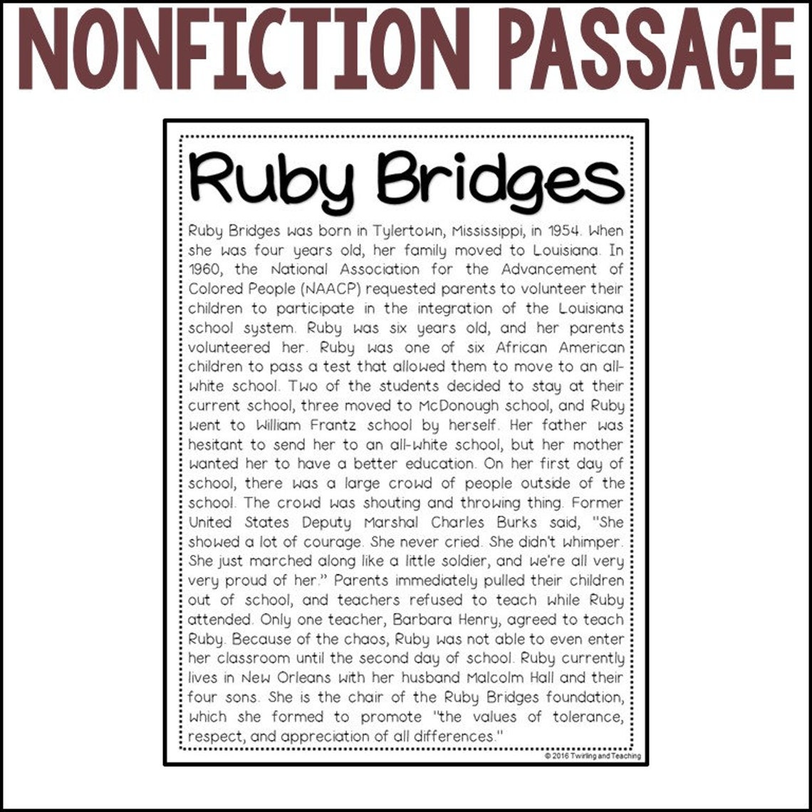 Ruby Bridges Biography Unit Pack | 3-5 | Homeschool | Social Studies ...