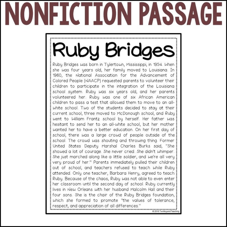 Ruby Bridges Biography Unit Pack | 3-5 | Homeschool | Social Studies ...