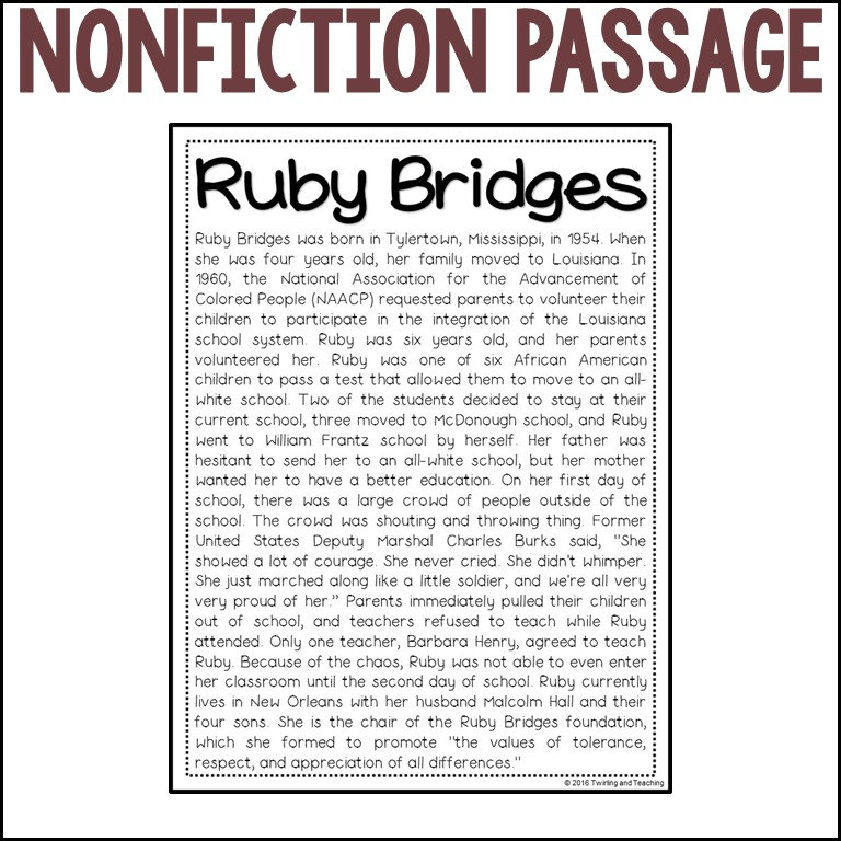 Ruby Bridges Biography Unit Pack | 3-5 | Homeschool | Social Studies ...