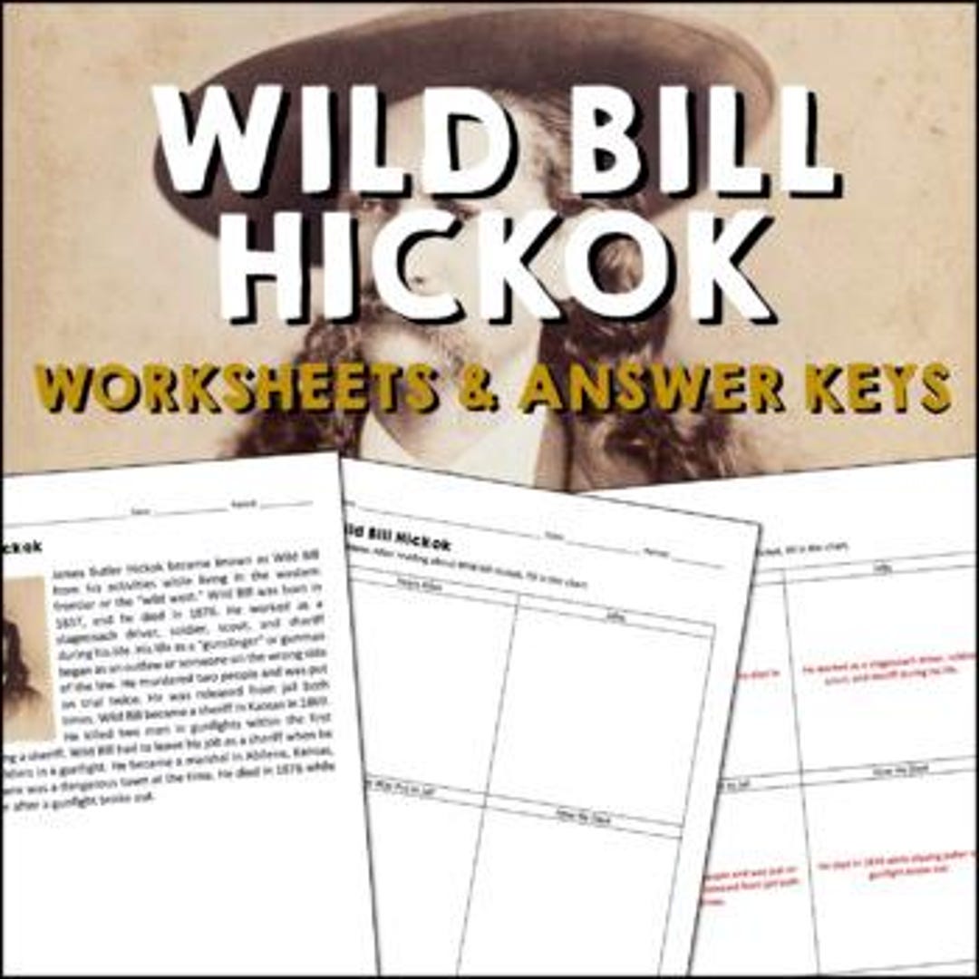 Wild Bill Hickok Westward Expansion Reading Comprehension Worksheet ...