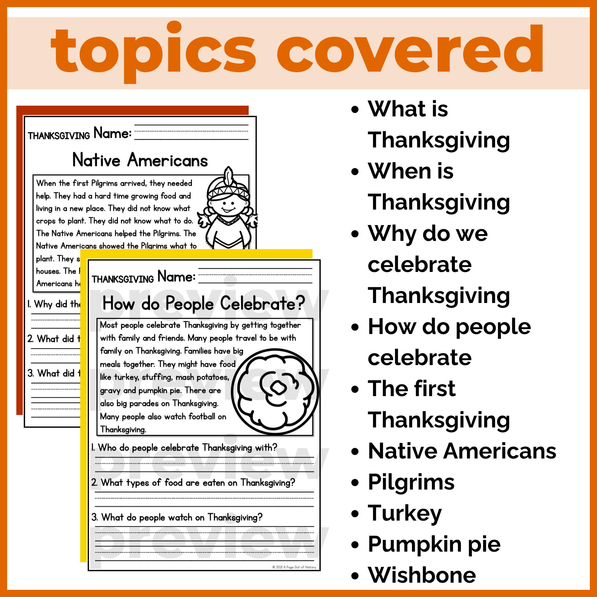 K-2 Reading Practice Worksheets, Thanksgiving Passages, Stories With ...