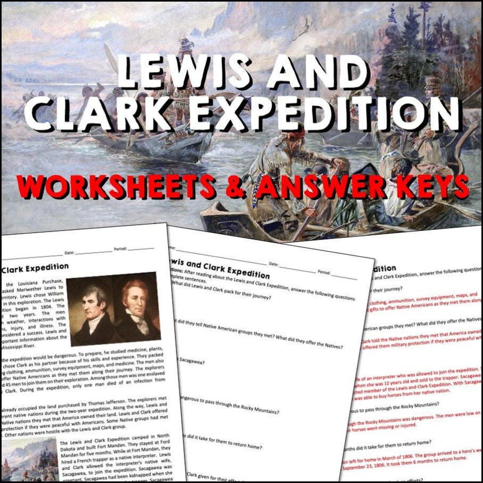Lewis and Clark Expedition Early American Republic Reading Worksheets ...