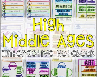 High Middle Ages Interactive Notebook Graphic Organizers Medieval ...