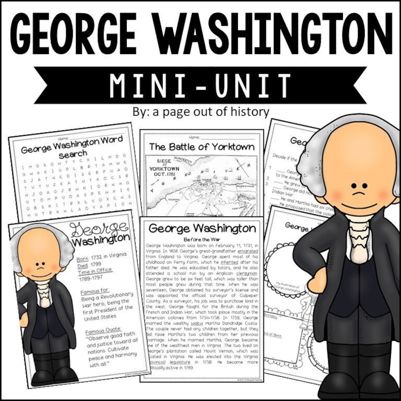 George Washington Biography Unit Pack 3-5 Homeschool Social Studies ...