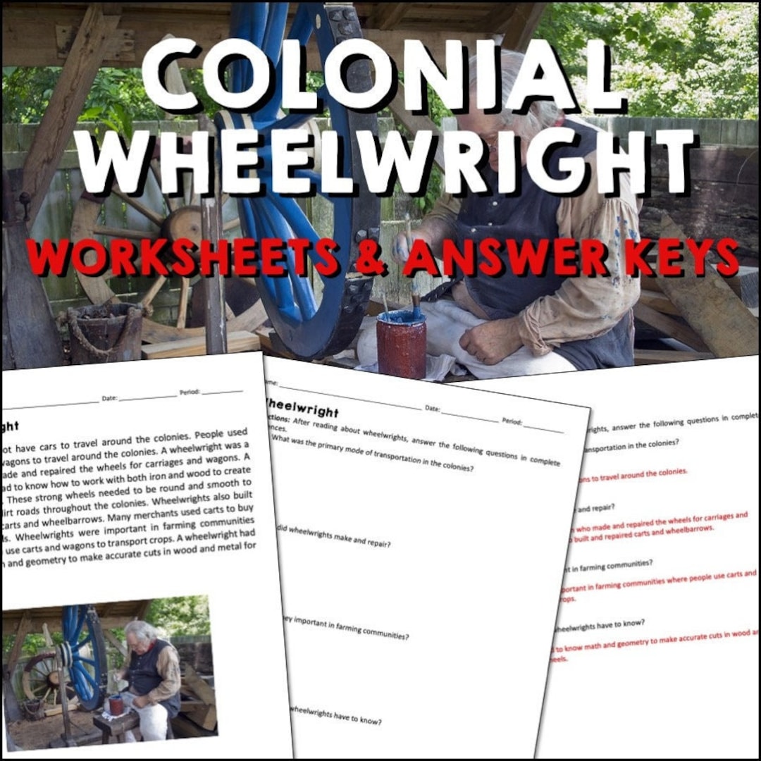 Colonial Wheelwright Reading Worksheets and Answer Keys | 6-12 ...