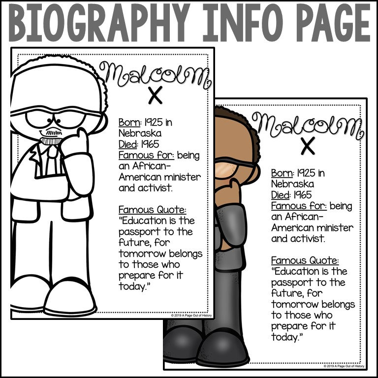 Malcolm X Biography Activities for 3rd 4th 5th Grade | No Prep ...