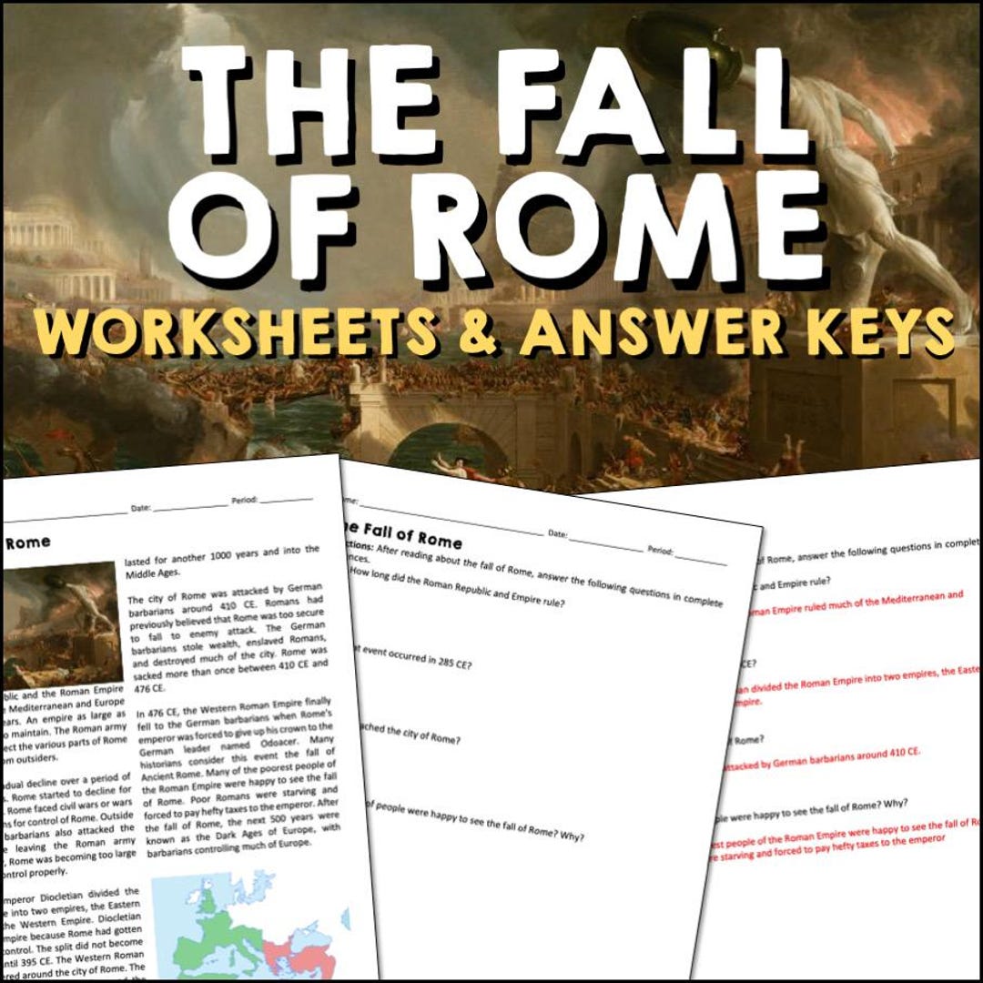 The Fall of Rome Reading Worksheets and Answer Keys - Etsy