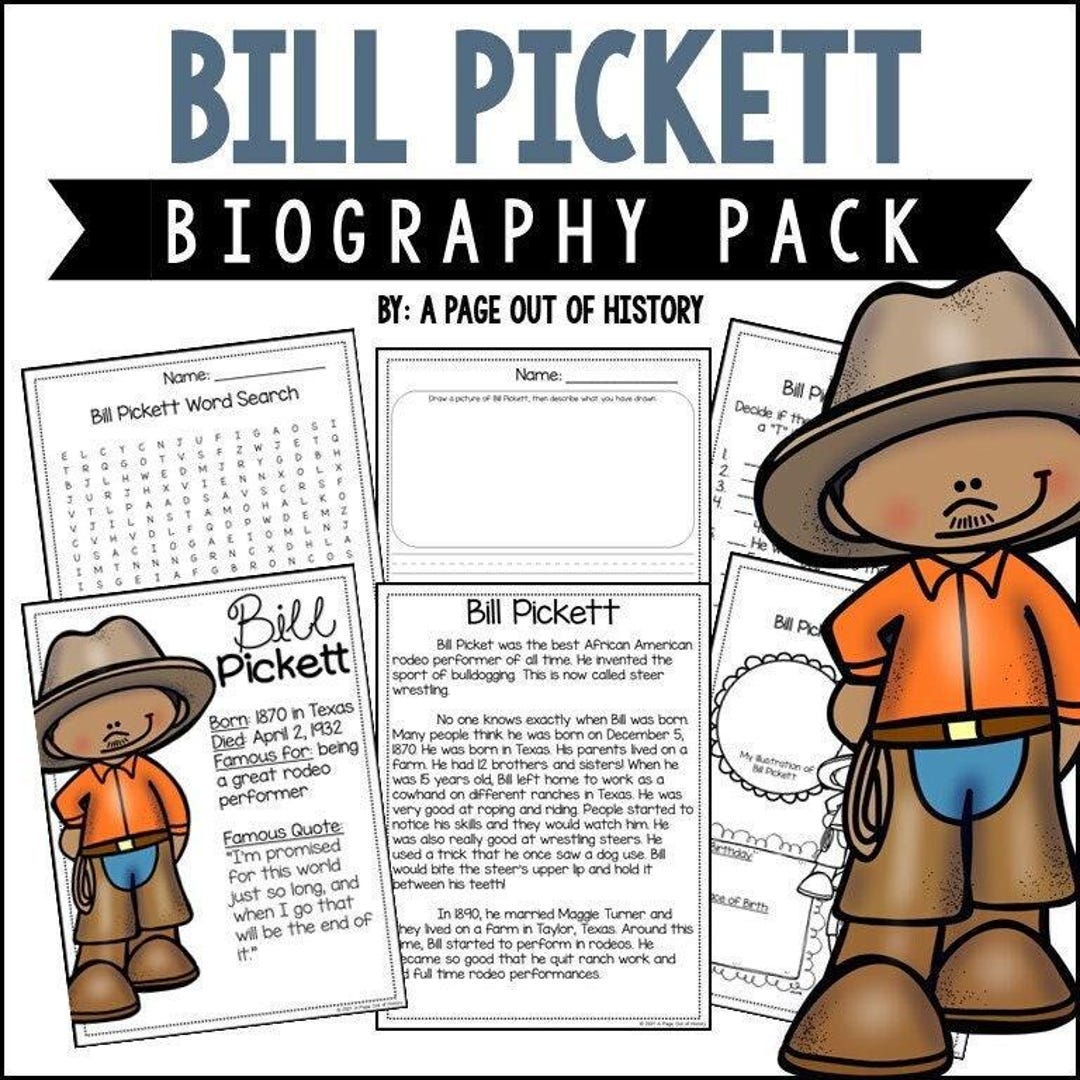 Biography Activities for Kids | Bill Pickett No Prep Reading Passage ...