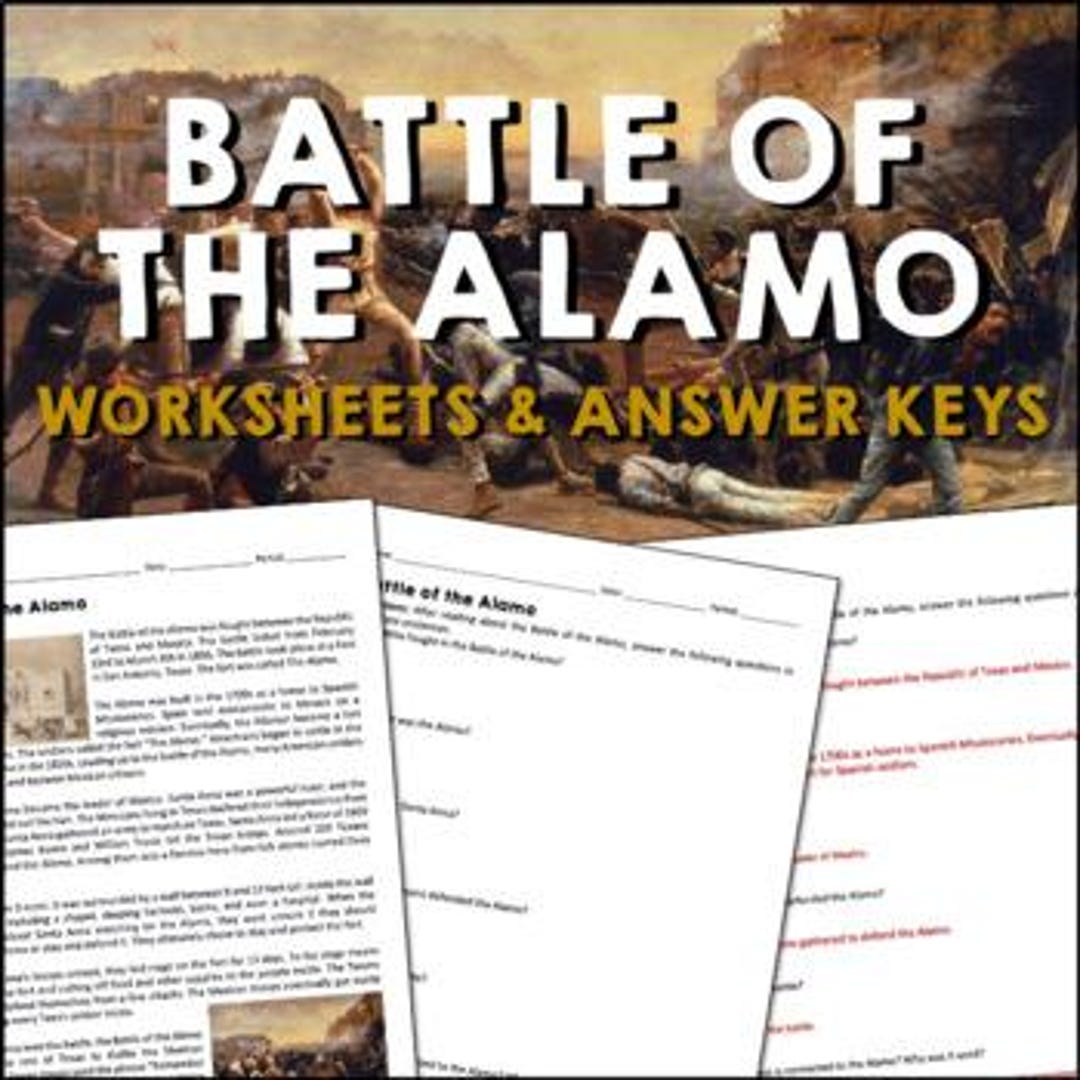 Battle of the Alamo Westward Expansion Reading Comprehension Worksheets ...