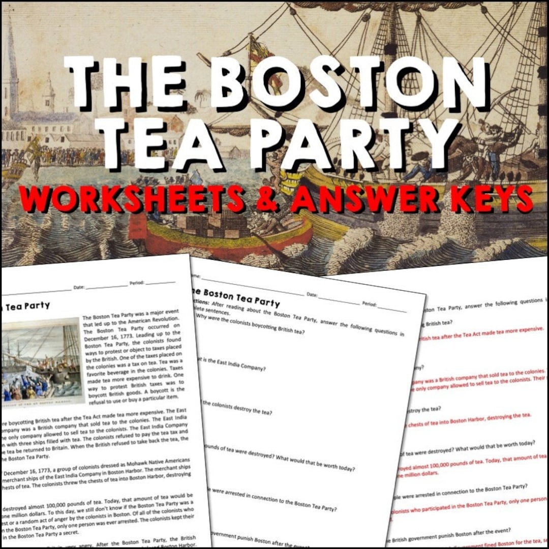 Boston Tea Party Reading Worksheets and Answer Keys | 6-12 | Homeschool ...