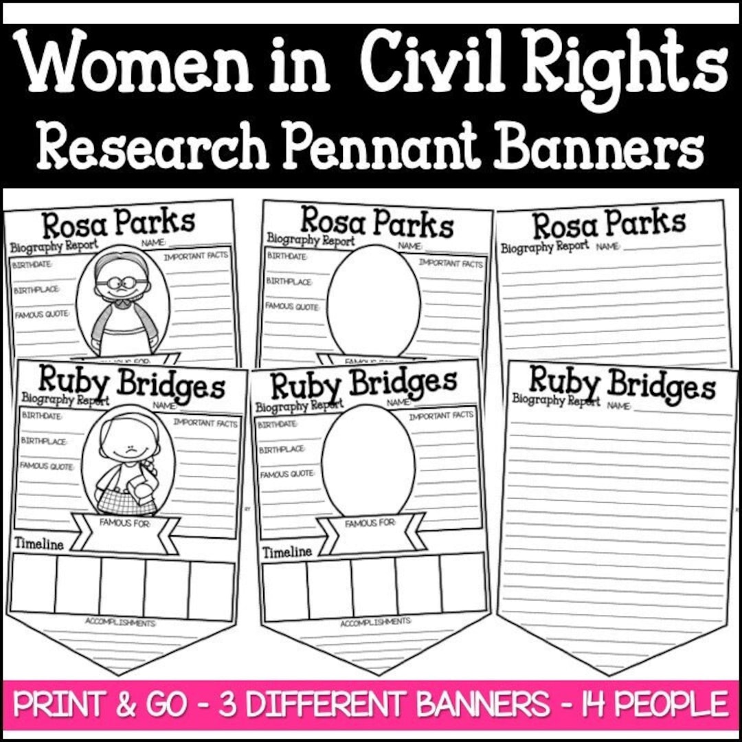 Women Civil Rights Leaders Research Pennant Banner Project | 3-5 ...
