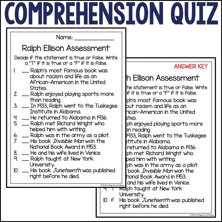 Ralph Ellison Biography Unit Pack 3-5 Homeschool Social Studies ...