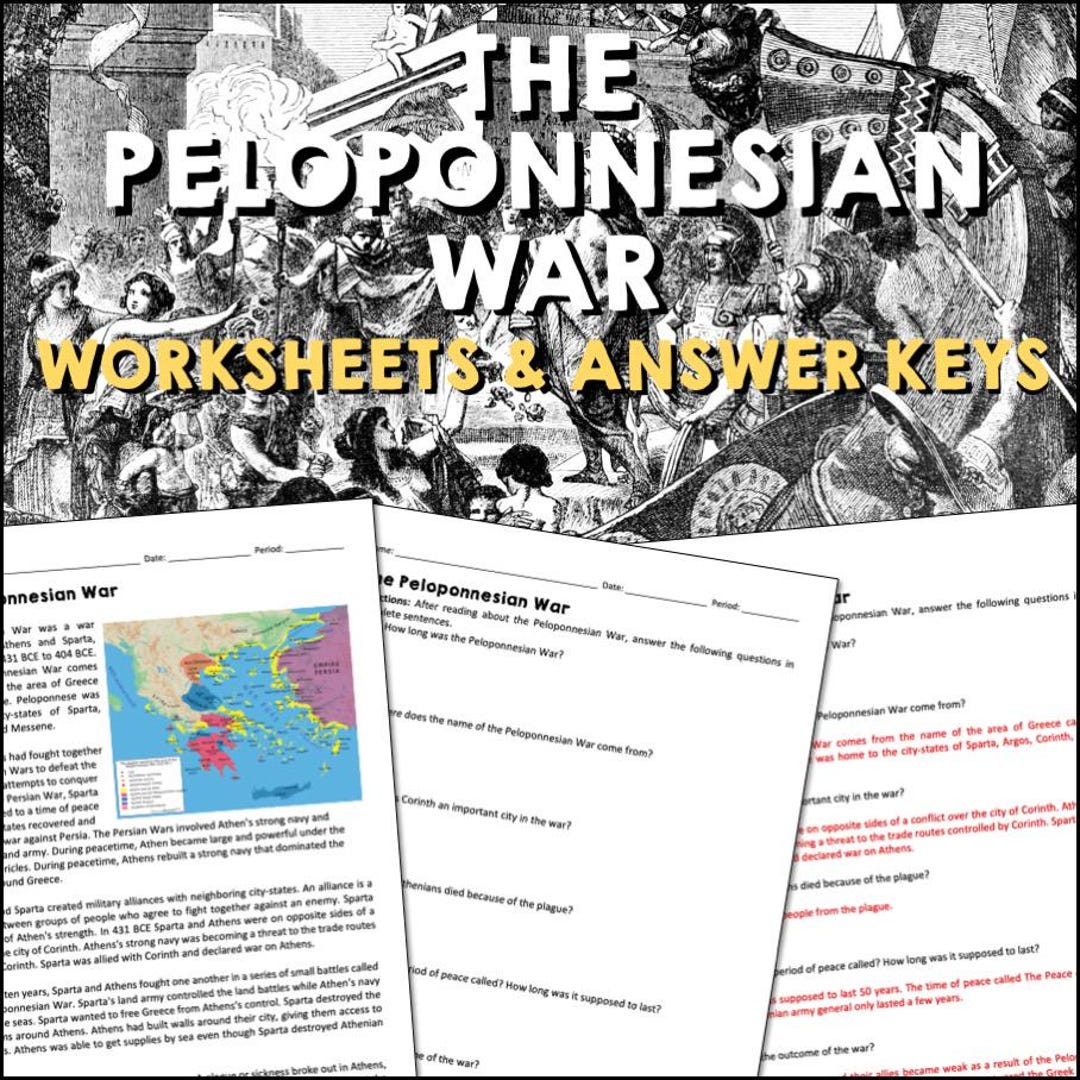The Peloponnesian War Reading Worksheets, Greek Wars History Passages ...