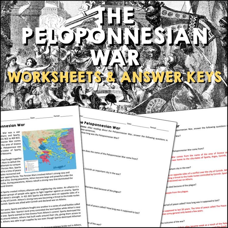 The Peloponnesian War Reading Worksheets, Greek Wars History Passages ...