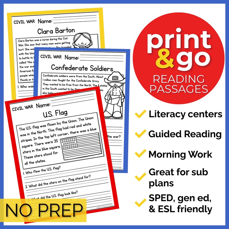 Civil War Reading Comprehension Worksheets, Us History Passages ...