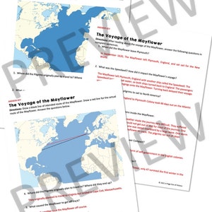 Mayflower Voyage Reading Worksheets and Answer Keys | 6-12 | Homeschool ...