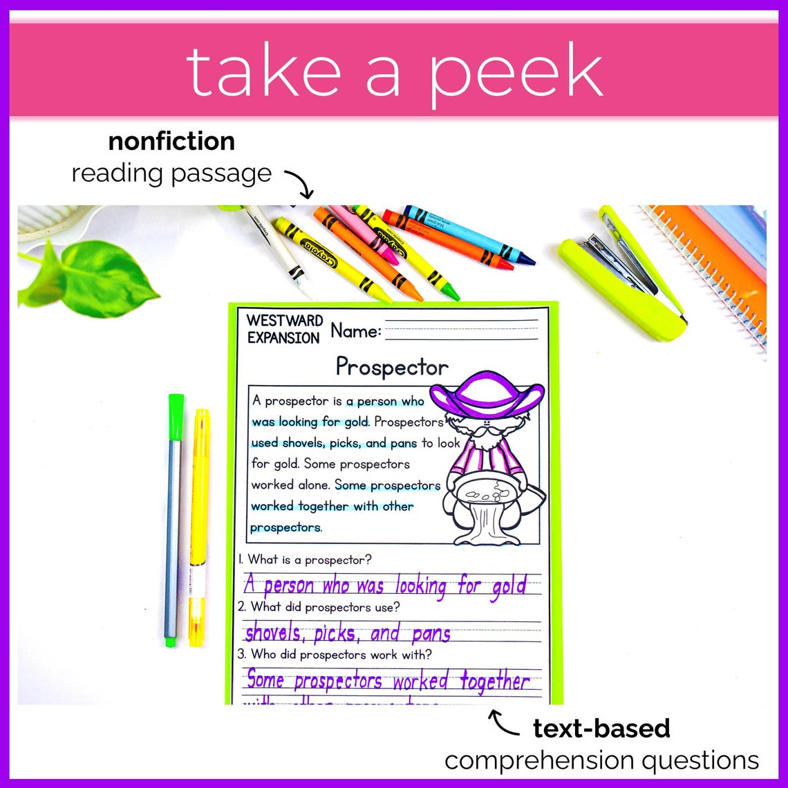 K2 Reading Comprehension Pages for First & Second Grade, Social Studies ...