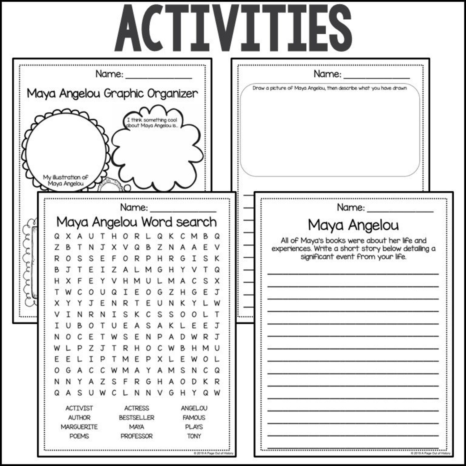 Maya Angelou Biography Unit Pack | 3-5 | Homeschool | Social Studies ...