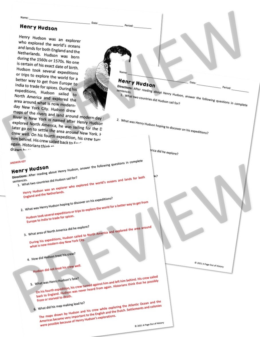 James Oglethorpe Reading Worksheets and Answer Keys | 6-12 | Homeschool ...